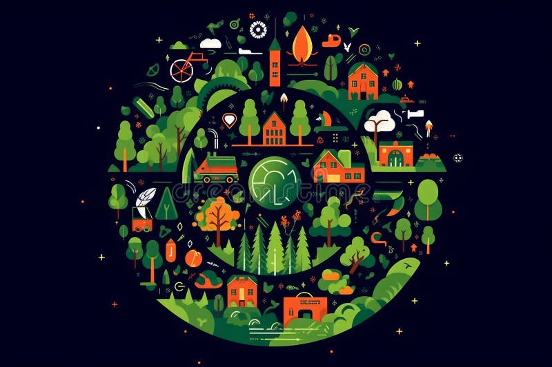 Eternal Loop: Circular Economy Icon (AI Generated) Stock Illustration ...