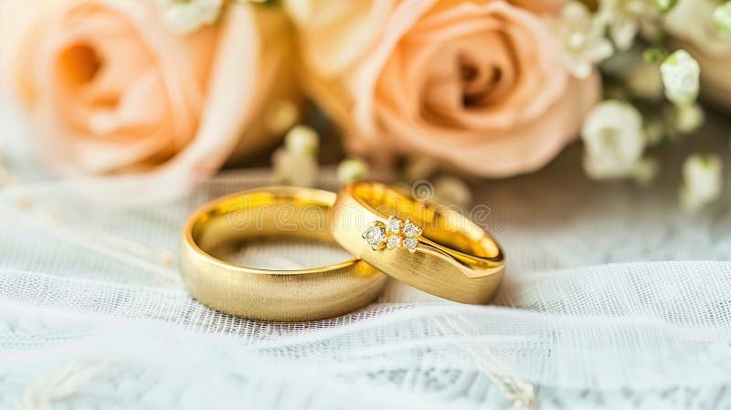 Eternal Love, Romantic Wedding Ring Celebration with Two Gold Rings ...