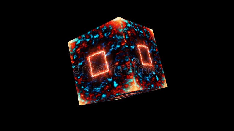 Eternal Magic Flame Cube Square Core Energy Surface and Fire on Corner ...