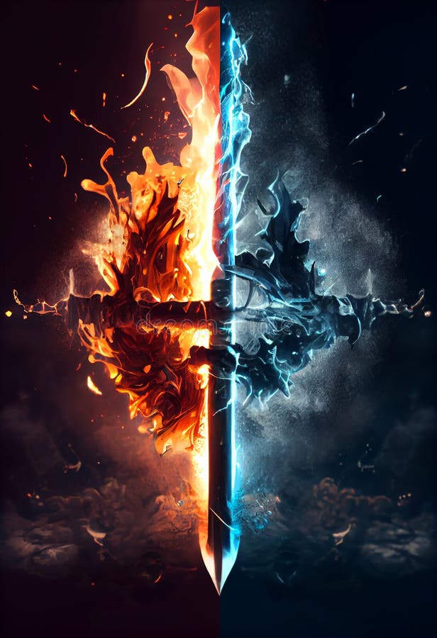 Eternal Opposition of Two Elements: Fire and Water AI Generated Stock ...