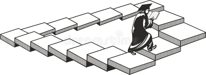 Knowledge Is The Path To Success. The Man On Top Of A Mountain Of Books ...