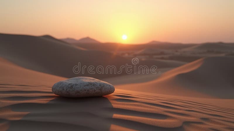 Eternal Stillness of Desert Landscape, Sun Sets on Horizon Stock ...
