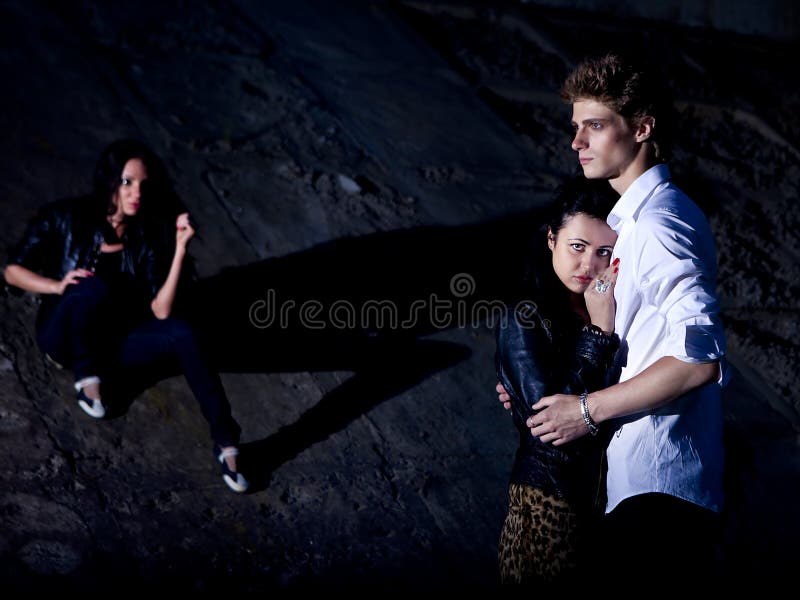 Eternal triangle stock image. Image of couple, kissing - 15289123