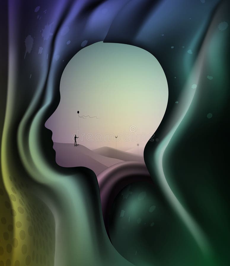 3D Man Lost inside a Maze stock illustration. Illustration of confusion ...