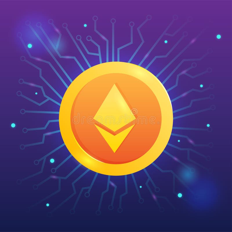 ETH Ethereum Cryptocurrency with Network Vector on Dark Background ...