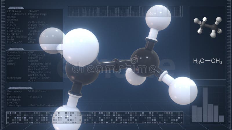 Ethane Molecule, Isolated Molecular Model. 3D Rendering Stock ...