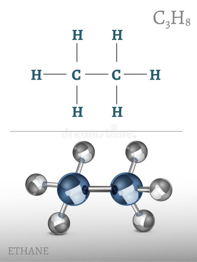Isolated 3D Model Of A Molecule Of Ethane Stock Illustration ...