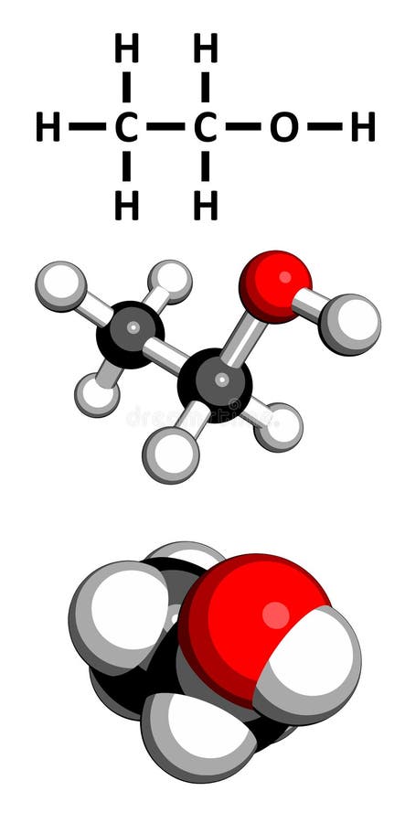 Alcohol Ethanol, Ethyl Alcohol Molecule, Chemical Structure. Skeletal ...