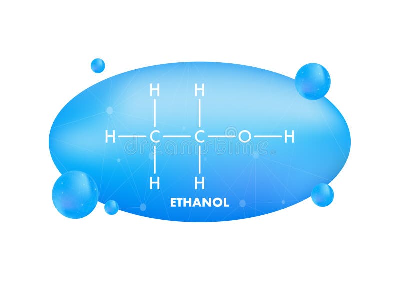 Ethanol Molecule Structure with Blue Spherical Background Stock ...