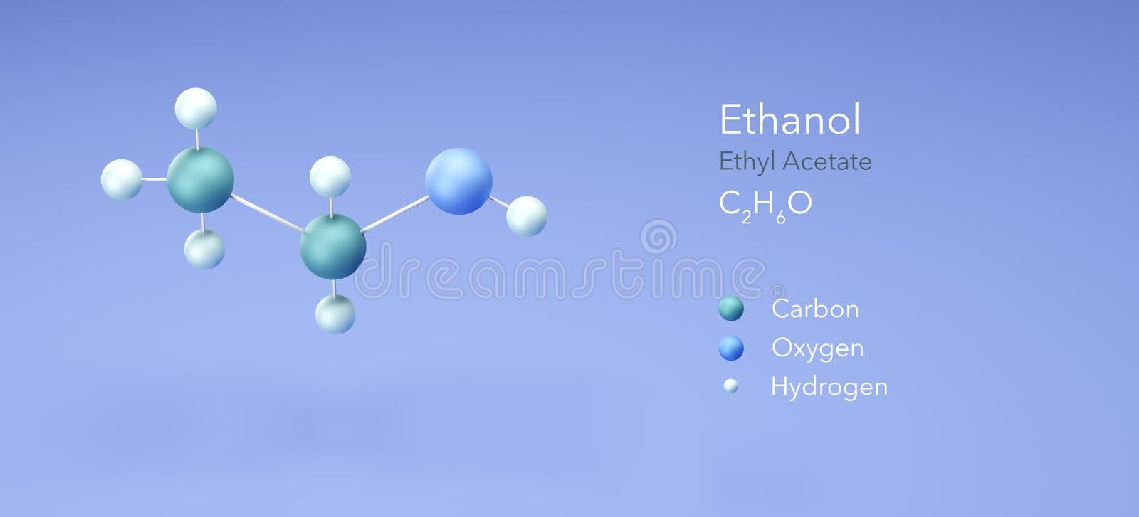 Ethanol Ethyl Alcohol Science Molecule Structure 3D Render Illustration ...