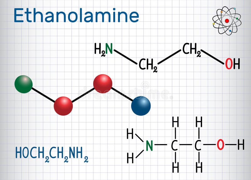 Ethanolamine ETA of MEA Molecule Het is Een Primaire Amine En Vector ...