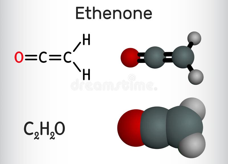 Ethenone, Ketene, Câ‚‚Hâ‚‚O Molecule. Structural Chemical Formula and ...