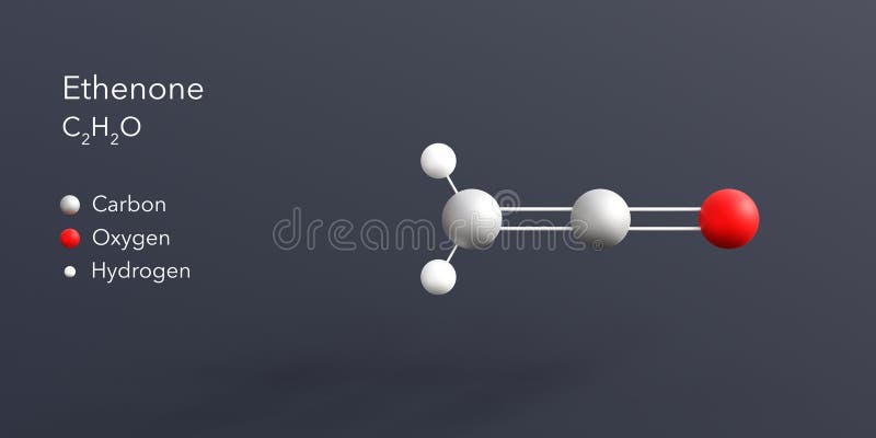 Ethenone Molecule 3d Rendering, Flat Molecular Structure with Chemical ...