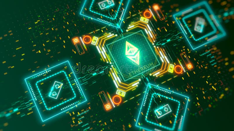 Ether Cryptocurrency Token Mining Concept. Financial and Business Theme ...