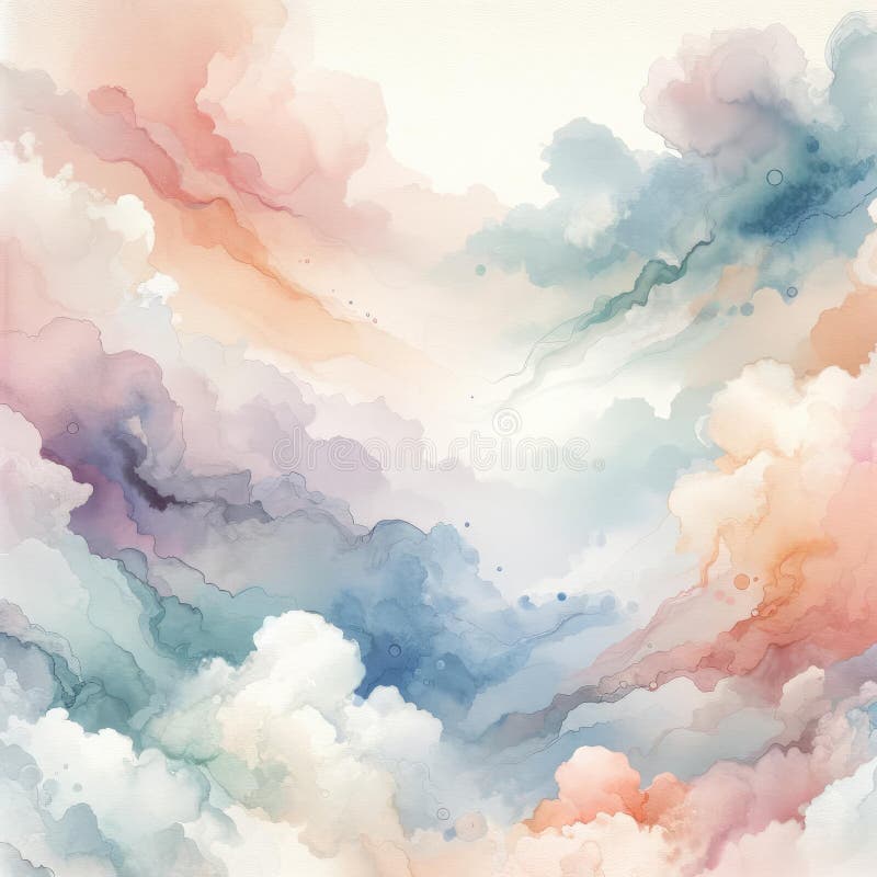 Abstract Watercolor Paint Clouds Background, AI Generated Stock ...