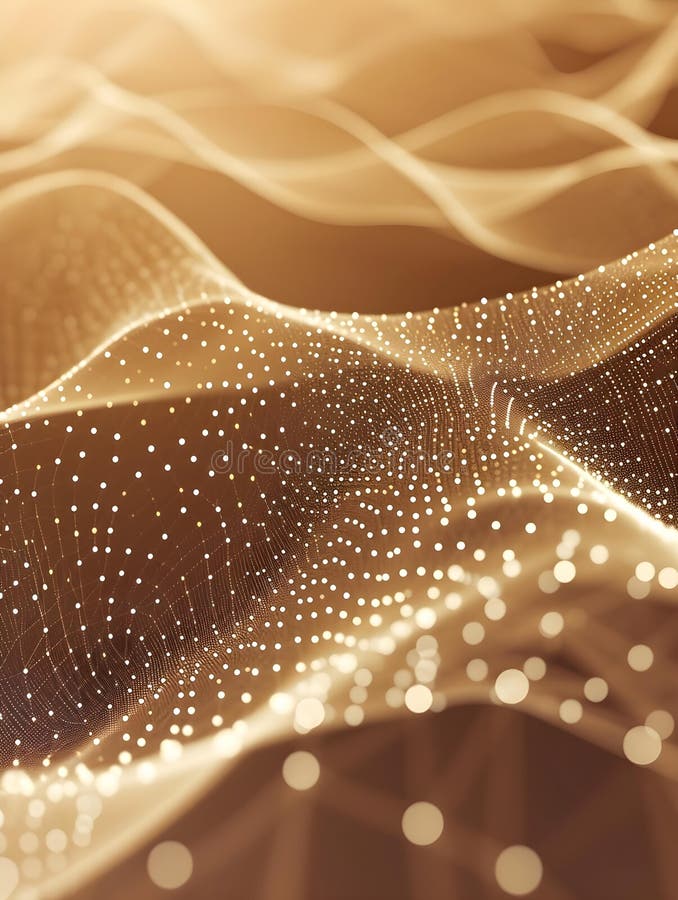 Blurred Data Science Wallpaper in Beige Colors. Abstract Network of ...