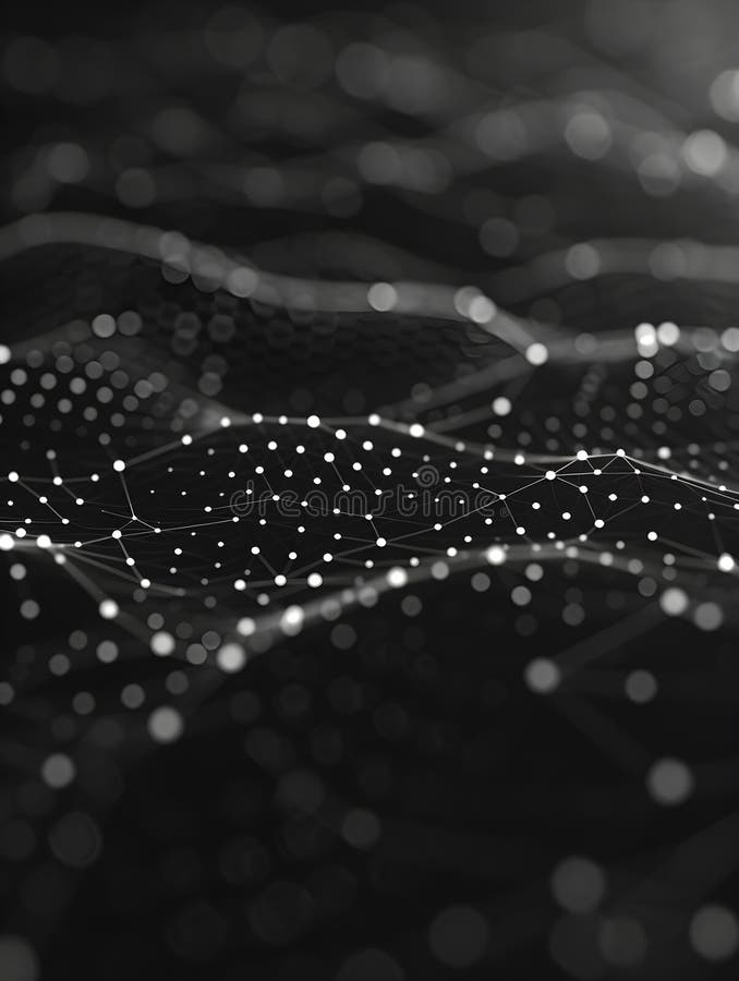Blurred Data Science Wallpaper in Black Colors. Abstract Network of ...