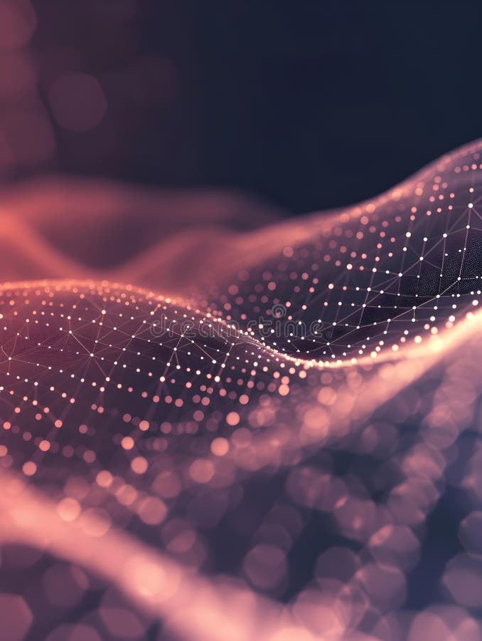 Blurred Data Science Wallpaper in Blush Colors. Abstract Network of ...