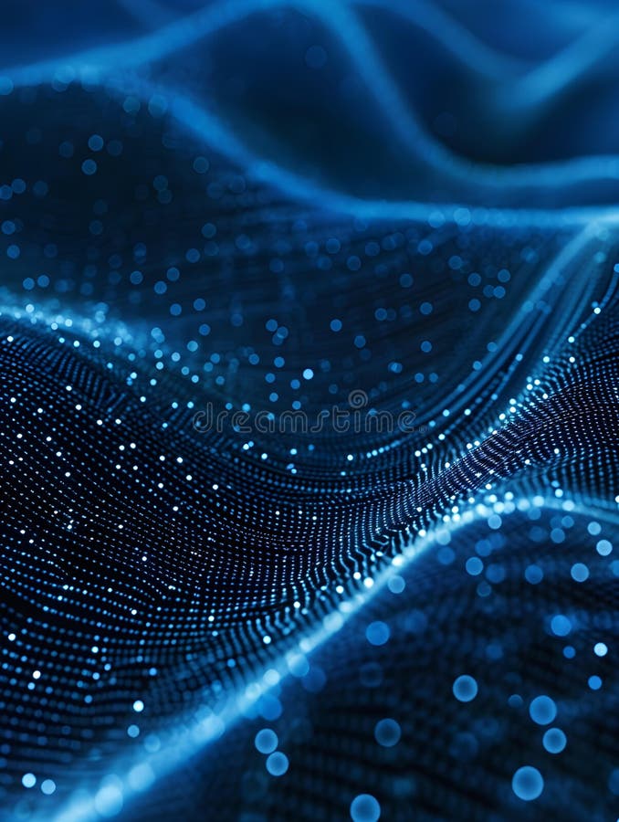 Blurred Data Science Wallpaper in Navy Blue Colors. Abstract Network of ...