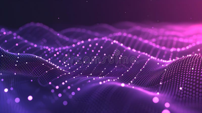 Blurred Data Science Background in Purple Colors. Abstract Network of ...