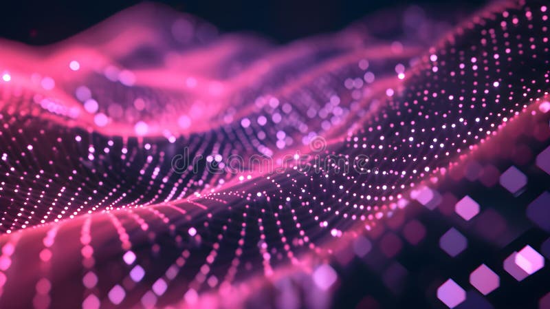 Blurred Data Science Background in Purple Colors. Abstract Network of ...