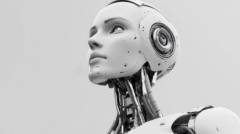 Ethereal Android Humanoid Robot Gazing into the Future with Hope ...