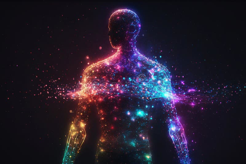 Ethereal Artificial Intelligence Avatar. Glowing Data Particles Stock ...