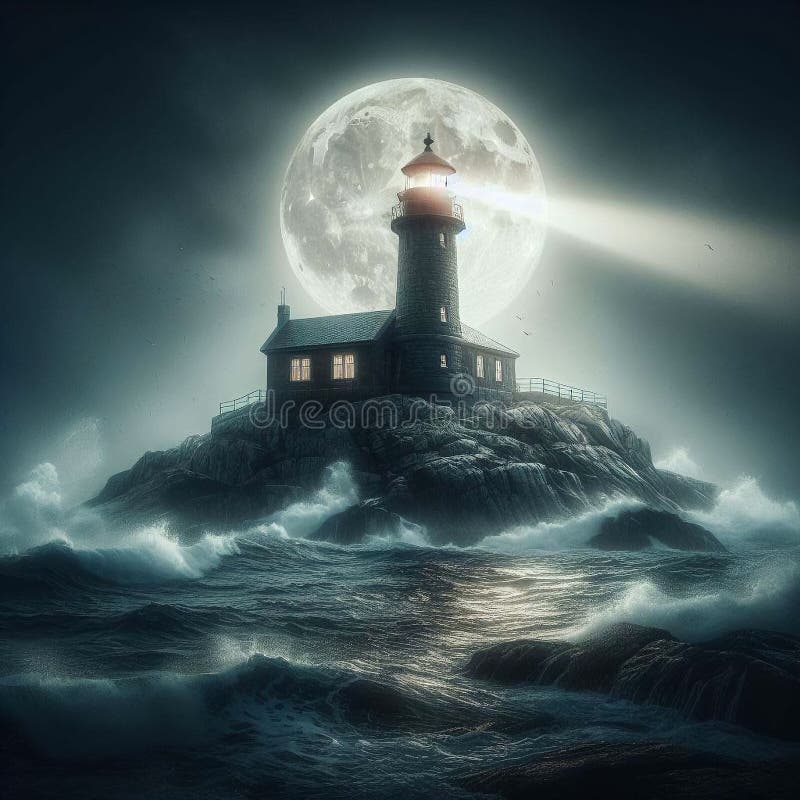 Ethereal Beacon Luna S Guiding Light Stock Illustration - Illustration ...