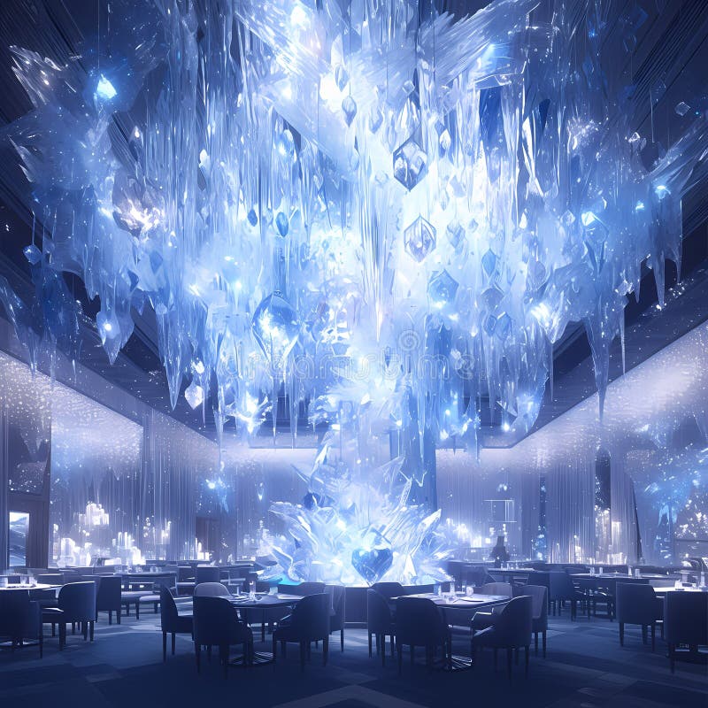 Ethereal Blue Crystal Cloud Cafe - Unique Dining Experience Stock ...