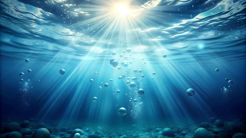 Ethereal Blue Depths: a Symphony of Bubbles Rising in a Serene ...