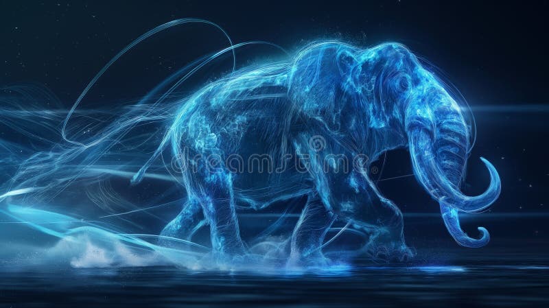 Ethereal Blue Elephant stock photo. Image of digital - 325039660