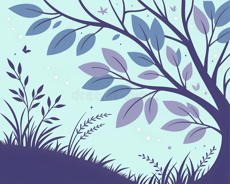 Ethereal Blue Leaves – Glowing Botanical Illustration Stock ...