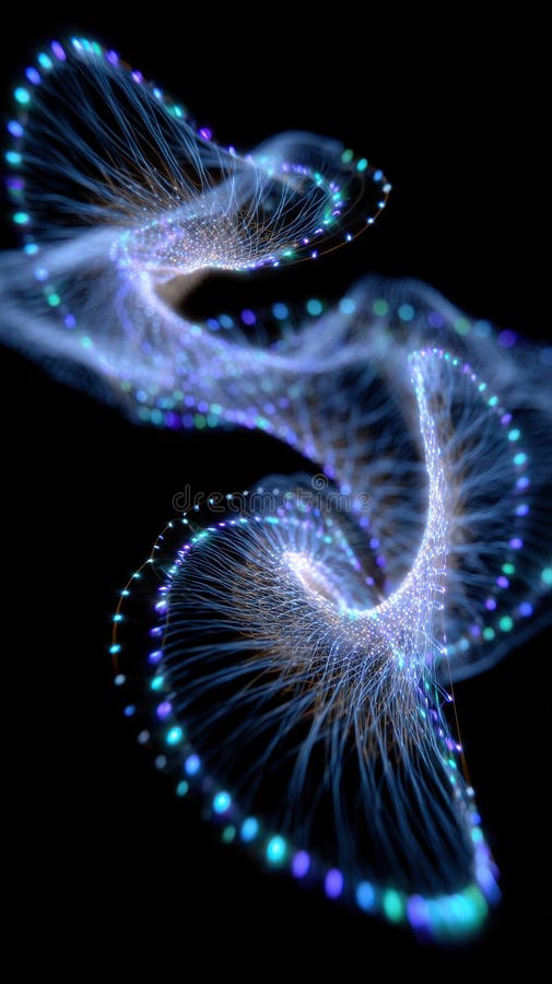 Ethereal Blue Light Spirals, Illuminating a Black Backdrop with ...