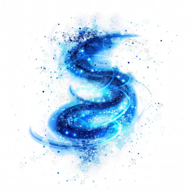 Ethereal Blue Light Spirals Symbolizing Deep Sea Magic White Background ...