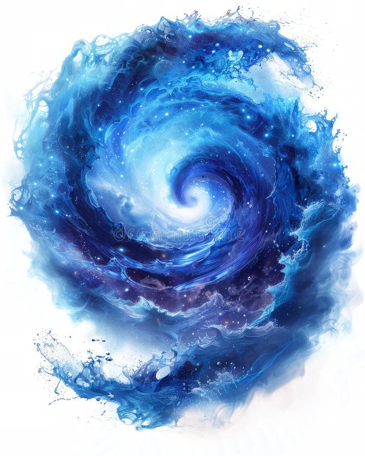 Ethereal Blue Light Spirals, Symbolizing Deep Sea Magic, on a White ...