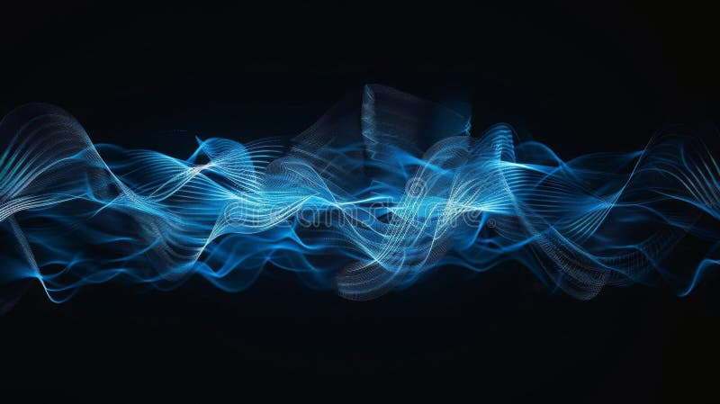 Ethereal Blue Light Waves on a Dark Background for Abstract Design ...