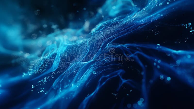 Ethereal Blue Particle Waves Stock Photo - Image of technology, motion ...