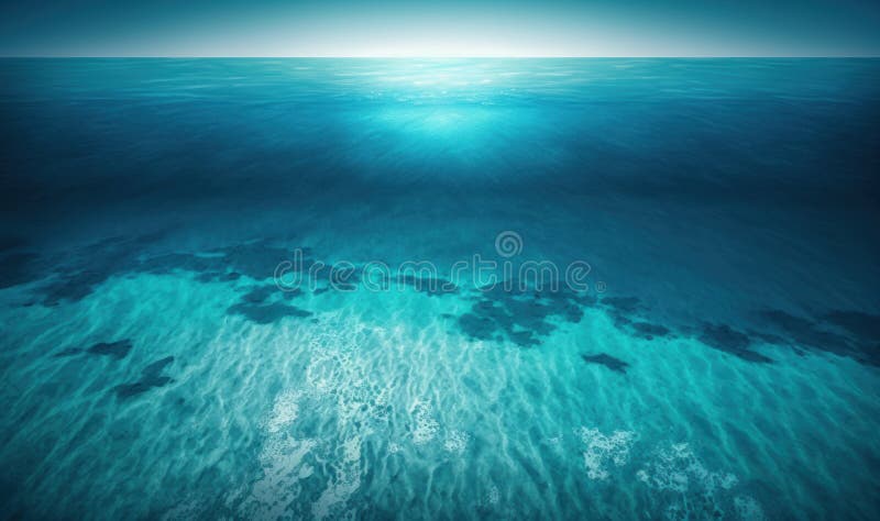 Ethereal Blue Sea Surface for Dreamy Designs. Stock Illustration ...