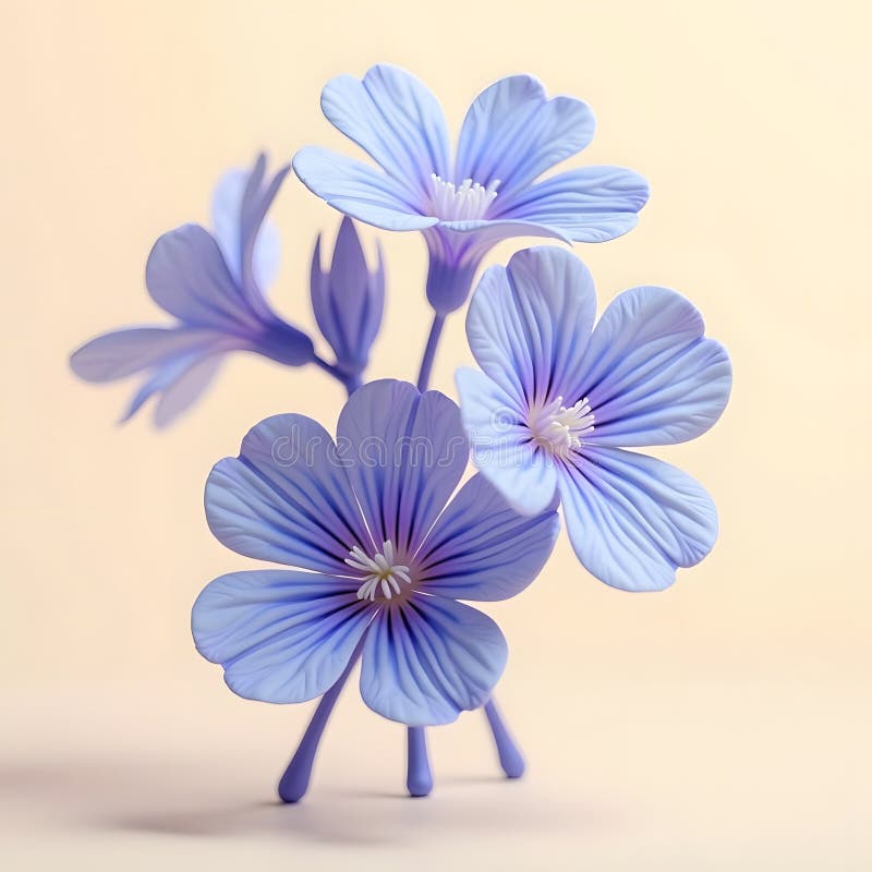 Ethereal Blue Violets Dancing on Creamy Beige Canvas Stock Illustration ...