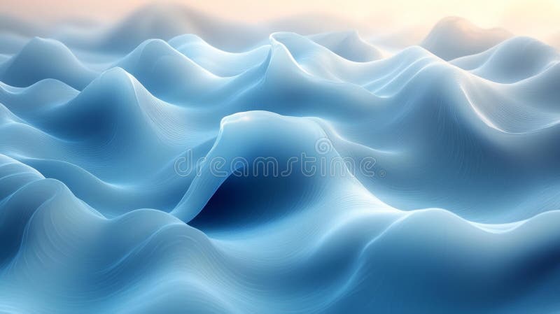 Ethereal Blue Waves Abstract Digital Art Background Stock Illustration ...