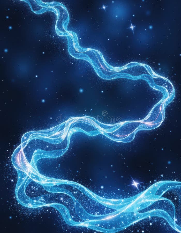 Ethereal Blue Waves of Light Flowing through a Starry Night Sky Stock ...
