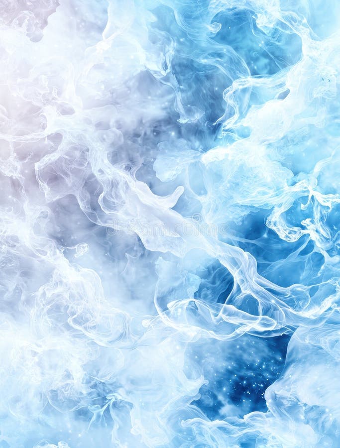 Ethereal Blue and White Smoke Swirls Stock Illustration - Illustration ...
