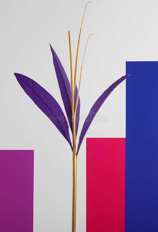 Ethereal Botanical Design with Luminous Leaves and Curved Stems ...