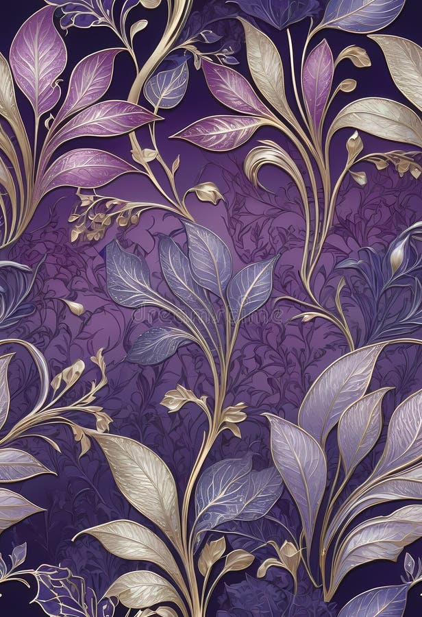 Ethereal Botanical Design with Luminous Leaves and Curved Stems ...