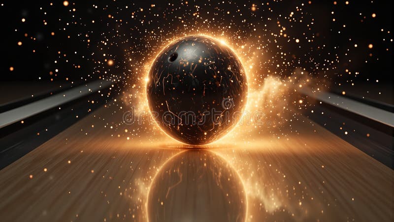 Ethereal Bowling Ball with Glowing Orbs in Motion Stock Illustration ...