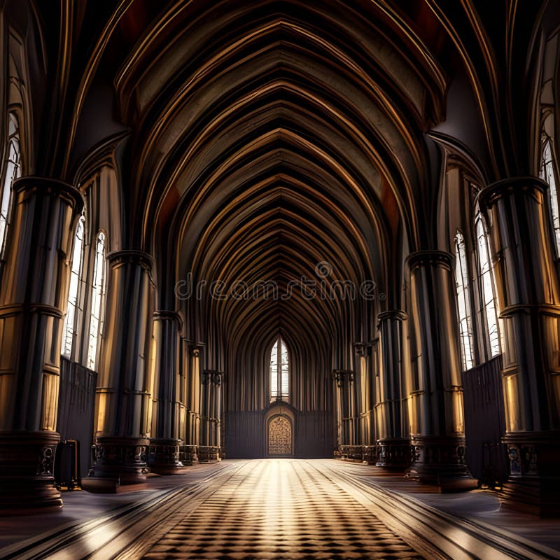 Ethereal Cathedral Interior. Stock Illustration - Illustration of ...