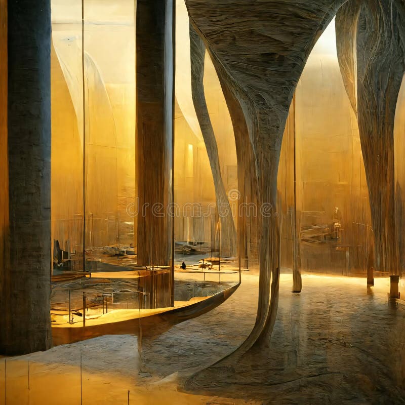 Ethereal Cavern Sanctuary stock illustration. Illustration of yellow ...