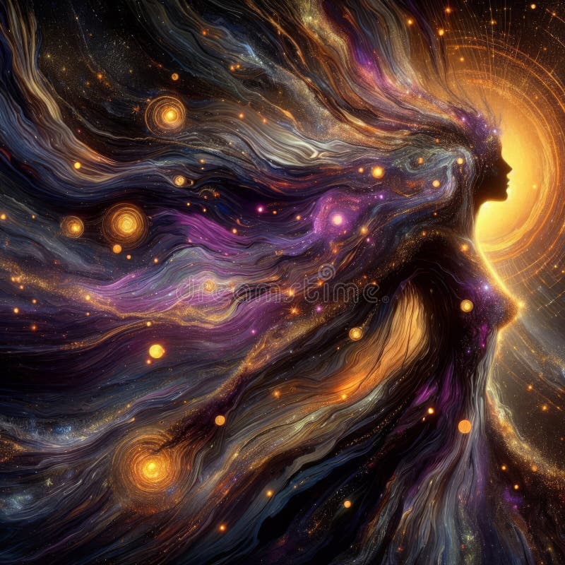Ethereal Celestial Being among Cosmic Tides Stock Illustration ...