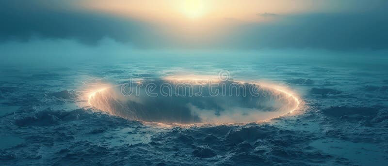 Ethereal Circular Formation Emerging from Calm Water Surface Stock ...