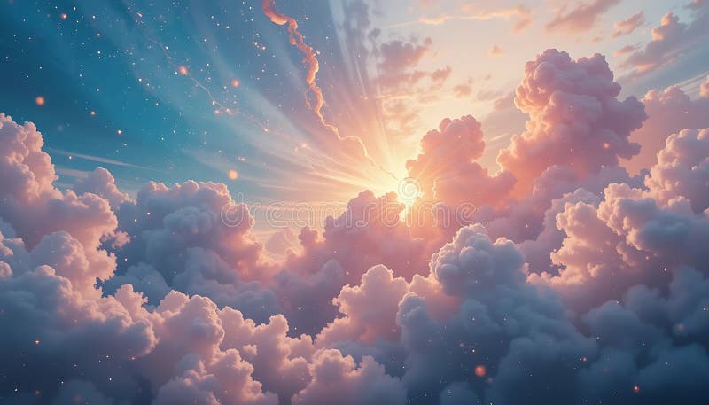 Celestial Burst: Glittering Cloud Explosion in Abstract Sky Art Shine ...